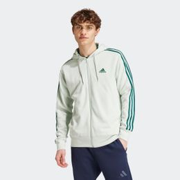 Kapuzensweatjacke adidas Sportswear "M 3S FT FZ HD", Herren, Gr. XXXL, grün (linen grün), Sweatware, Obermaterial: 100% Baumwolle, sportlich, Langarm, Sweatjacken