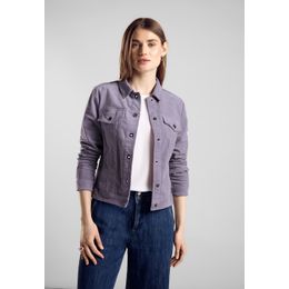 Kurzjacke Street One, Damen, Gr. 38, lila (wisteria lila), Web, 98% Baumwolle, 2% Elasthan, unifarben, casual, normal normal, V-Ausschnitt, Langarm Bündchen, Jacken, mit Brusttaschen