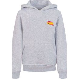 Kapuzenpullover F4NT4STIC "Spain Spanien Flagge" Gr. 122/128, grau (erdgrau), Mädchen, Obermaterial: 65% Baumwolle, 35% Polyester, Pullover, Print