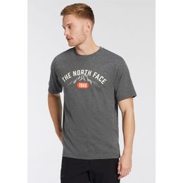 T-Shirt The North Face Gr. S, grau (tnf medium grau heather), Herren, Jersey, Obermaterial: 50% Baumwolle, 50% Polyester, unifarben, bedruckt, Shirts