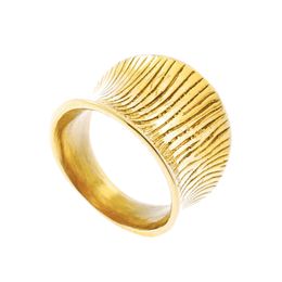 Fingerring Jobo "breit" Fingerringe Gr. 52, Edelstahl, goldfarben Damen Edelstahl gelbgoldfarben beschichtet