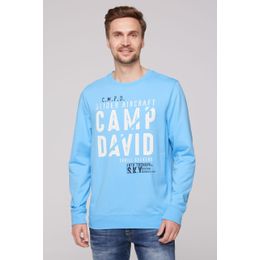 Sweater CAMP DAVID Gr. L, blau (aqua) Herren Sweatshirts mit Baumwolle