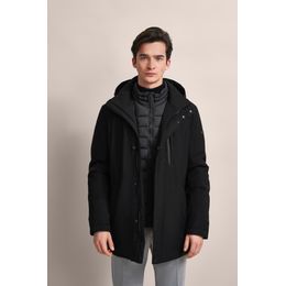 Langjacke Bugatti, Herren, Gr. 50, schwarz, 100% Polyester, unifarben, regular fit, normaler Saum, Jacken, mit wasserfester Eigenschaft