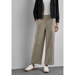 Stoffhose Street One, Damen, Gr. 42, Länge 28, beige (cool ivory), Stoff, 48% Viskose, 44% Polyester, 8% Elasthan, unifarben, casual, normal normal, Hosen, High Waist