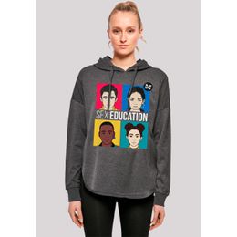 Kapuzenpullover F4NT4STIC "Sex Education Teen Illustrated Netflix TV Series" Gr. L, grau (charcoal) Damen Pullover Premium Qualität