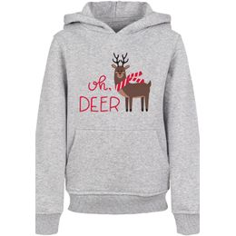 Kapuzenpullover F4NT4STIC "Christmas Deer" Gr. 122/128, grau (erdgrau), Mädchen, Obermaterial: 65% Baumwolle, 35% Polyester, Pullover Hoodie, Premium Qualität, Rock-Musik, Band