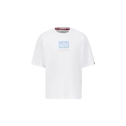 T-Shirt Alpha Industries "Alpha Industries Men - T-Shirts Satin Logo T" Gr. L, weiß, Herren, Obermaterial: 100% Baumwolle, Shirts