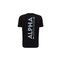 T-Shirt Alpha Industries "Alpha Industries Men - T-Shirts Backprint T Reflective Print" Gr. L, schwarz (schwarz, reflective), Herren, Obermaterial: 100% Baumwolle, Shirts