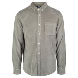 Langarmhemd Urban Classics "Urban Classics Herren Corduroy Shirt" Gr. 4XL, US-Größen, grün (olive) Herren Hemden