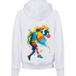 Kapuzenpullover F4NT4STIC "Fußballer bunt" Gr. 110/116, weiß Mädchen Pullover Print