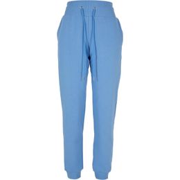 Jogginghose Urban Classics "Urban Classics Damen Ladies Organic High Waist Sweat Pants" Gr. 4XL, US-Größen, blau (horizonblue) Damen Hosen