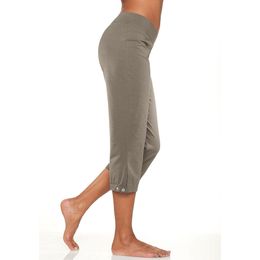 H.I.S. Caprihose H.I.S Gr. 36/38, N-Gr, grün (khaki) Damen Hosen mit verstellbarem Saum, Loungewear