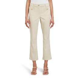 Stoffhose Betty Barclay "Betty Barclay Casual-Hose mit aufgesetzten Taschen", Damen, Gr. 38, Normalgrößen, beige (powder sand), Obermaterial: 77% Baumwolle, 20% Polyester, 3% Elasthan., modisch, slim fit 3/4-Länge, Hosen, Knöpfe