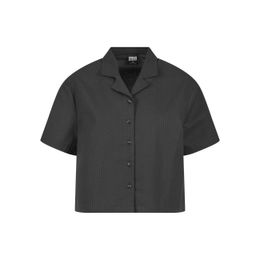 Langarmhemd Urban Classics "Urban Classics Damen Ladies Seersucker Shirt" Gr. L, US-Größen, schwarz Damen Hemden