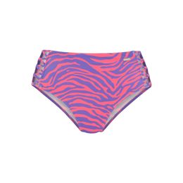 Highwaist-Bikini-Hose Venice Beach "Fjella" Gr. 34, N-Gr, bunt (violett-koralle) Damen Badehosen mit gekreuzten Bändern