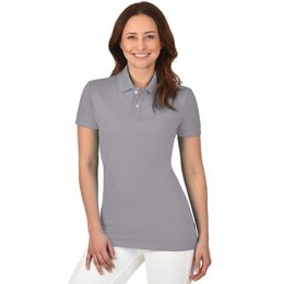 Poloshirt TRIGEMA "TRIGEMA aus elast. Piqué" Gr. L, grau (cool-grey) Damen Shirts