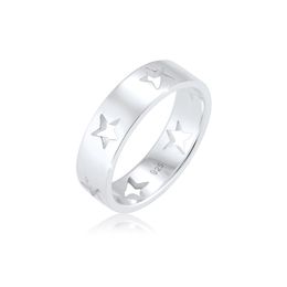 Fingerring Elli "Sterne Astro Cut Out Bandring 925 Sterling Silber" Fingerringe Gr. 52mm, ohne Stein, Silber 925 (Sterlingsilber), 6mm, silberfarben (silber) Damen