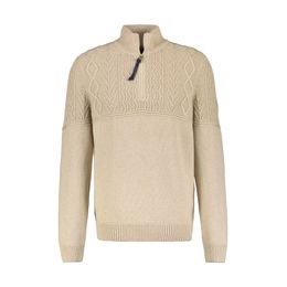 Strickpullover Lerros "Lerros Stricktroyer, tonal gemustert", Herren, Gr. 4XL, beige (tender beige melange), 60% Baumwolle, 40% Polyacryl, ohne Ausschnitt, Langarm, Pullover