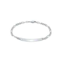 Armband Kuzzoi "Herren ID Platte Figaro Klassisch 925 Silber" Armbänder Gr. 19cm, ohne Stein, Silber 925 (Sterlingsilber), silberfarben (silber) Herren Armbänder mit Gravur