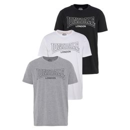 T-Shirt Lonsdale Gr. 4XL (68/70), grau (grau, weiß, schwarz), Herren, Single Jersey, Obermaterial: 60% Baumwolle, 40% Polyester. Graumeliert (Obermaterial): 90% Baumwolle, 10% Viskose, Shirts