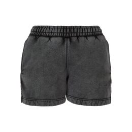 Sweatshorts Urban Classics "Urban Classics Damen Ladies Stone Washed Shorts" Gr. 4XL, US-Größen, schwarz, Damen, 70% Baumwolle, 30% Polyester, unifarben, Hosen