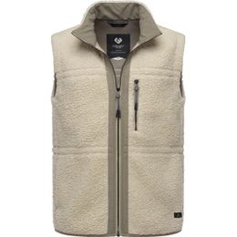 Plüschweste Ragwear "Noory Vest", Herren, Gr. XXXL (58), beige (ecru), Plüsch, Obermaterial: 100% Polyester, Innenfutter: 100% Polyester, sportlich, gerade hüftlang, hoch geschlossener Ausschnitt, Westen, Herren Basic ärmellose Teddy-Fleece Jacke