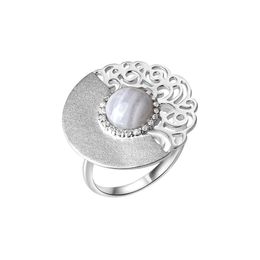 Fingerring Vivance "925/- Sterling Silber rhodiniert" Fingerringe Gr. 052 (16,6), Silber 925 (Sterlingsilber), weiß (weiß + hellblau) Damen