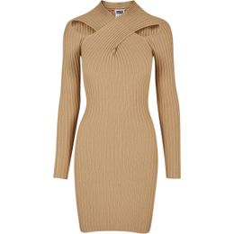 Shirtkleid Urban Classics "Urban Classics Damen Ladies Crossed Rib Knit Dress" Gr. 4XL, US-Größen, beige (unionbeige) Damen Kleider