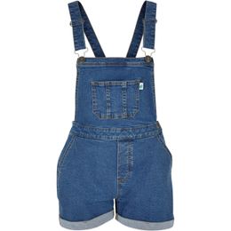 Jumpsuit Urban Classics "Urban Classics Damen Ladies Organic Short Dungaree" Gr. L, US-Größen, blau (clearblau washed), Damen, 50% Baumwolle (Bio), 48% Baumwolle, 2% Elasthan, unifarben, Overalls