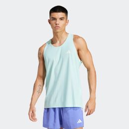 Lauftop adidas Performance "OTR B TANK", Herren, Gr. L, blau (semi flash aqua), Obermaterial: 86% Polyester, 14% Elasthan, clean, sportlich, Rundhals, Tops