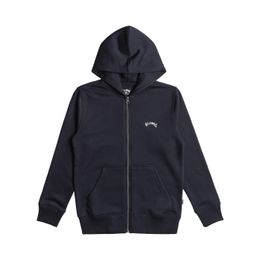 Kapuzensweatjacke Billabong "Arch" Gr. 10(140-148cm), blau (navy), Kinder, 60% recycelter Polyester, 40% Baumwolle, Sweatjacken