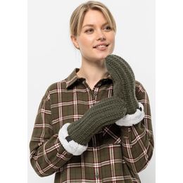 Fäustlinge Jack Wolfskin "HIGHLOFT KNIT MITTEN W", Damen, Gr. M (38/40), grün (island, moss), OBERSTOFF 100% POLYESTER FUTTER 100% POLYESTER, Handschuhe