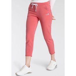 Jogginghose Kangaroos Gr. 32, N-Gr, lila (himbeere), Damen, Sweatware, Obermaterial: 95% Baumwolle, 5% Elasthan, unifarben, kontrastfarbene Details, Hosen, in 7/8-Länge mit Logo-Druck