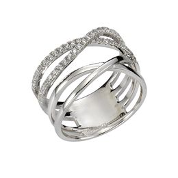 Fingerring ZEEme "925 Silber rhodiniert Zirkonia weiß" Fingerringe Gr. 016 (50,5), Silber 925 (Sterlingsilber), weiß (weiß + weiß) Damen