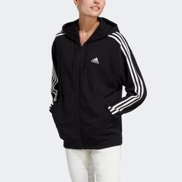 Kapuzensweatjacke adidas Sportswear "ESSENTIALS 3STREIFEN FRENCH TERRY OVERSIZED KAPUZENJACKE" Gr. S, schwarz-weiß (black, white) Damen Sweatjacken