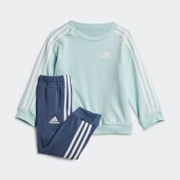 Trainingsanzug adidas Sportswear "ESSENTIALS 3STREIFEN KIDS JOGGINGANZUG" Gr. 92, grün (halo mint / white) Kinder Sportanzüge