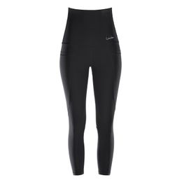 Leggings WINSHAPE "Functional Power Shape 7/8-Tights HWL314" Gr. L, Normalgrößen, schwarz Damen Hosen High Waist mit praktischen Taschen