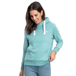 Kapuzensweatshirt DEPROC Active "HildaCMYK II WOMEN" Gr. 36 (S), blau (türkis), Damen, 50% Baumwolle, 50% Polyester, Sweatshirts, weiche Fleecejacke mit Kängurutasche