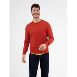 Strickpullover Lerros "Lerros Lässiger Flachstrickpullover" Gr. L, grau (lava red) Herren Pullover