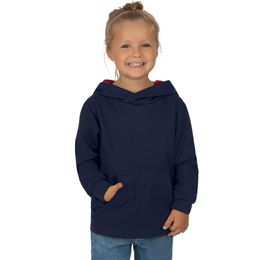 Sweatshirt TRIGEMA "TRIGEMA Kapuzenpullover mit Kängurutasche" Gr. 104, blau (navy) Kinder Sweatshirts