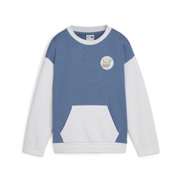 Sweatshirt Puma "CLASSICS Puma FC T-Shirt mit Rundhalsausschnitt Kinder" Gr. 110, blau (blau horizon), Kinder, Obermaterial: 32% Polyester, 68% Baumwolle; Rippe: 4% Elasthan, 96% Baumwolle, Sweatshirts