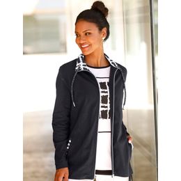 Shirtjacke Classic Basics "Shirtjacke" Gr. 38, schwarz (schwarz-ecru-bedruckt) Damen Shirts