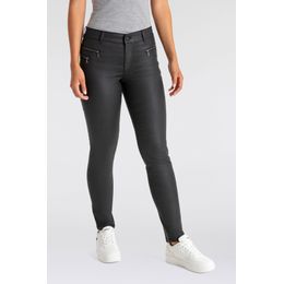 Stoffhose Angels "MALU ZIP", Damen, Gr. 38, Länge 28, schwarz, Web, Obermaterial: 98% Baumwolle, 2% Elasthan, unifarben, casual, skinny fit lang, Hosen, mit Zierreißverschlüssen