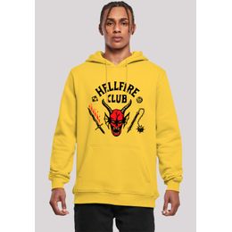 Kapuzenpullover F4NT4STIC "Stranger Things Hellfire Club Netflix TV Series" Gr. L, gelb (taxi yellow) Herren Pullover Premium Qualität