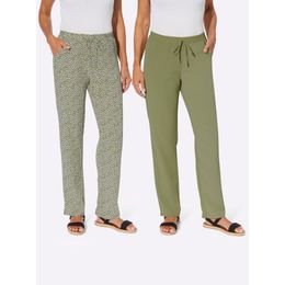 Schlupfhose Classic Basics Gr. 19, Kurzgrößen, grün (schilf + schilf-weiß-bedruckt) Damen Hosen