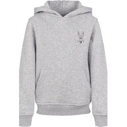 Kapuzenpullover F4NT4STIC "Looney Tunes Bugs Bunny Breast Print" Gr. 122/128, grau (erdgrau), Mädchen, Obermaterial: 65% Baumwolle, 35% Polyester, Pullover, Print