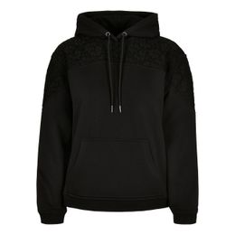 Kapuzenpullover Urban Classics "Urban Classics Damen Ladies Lace Inset Hoody" Gr. S, schwarz Damen Pullover Hoodie Sweatshirt