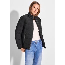 Steppjacke Cecil, Damen, Gr. XL (44), schwarz, Stoff, 100% Polyester, unifarben, casual, normal normal, hoch geschlossener Ausschnitt, Langarm Bündchen, Jacken, mit Stehkragen