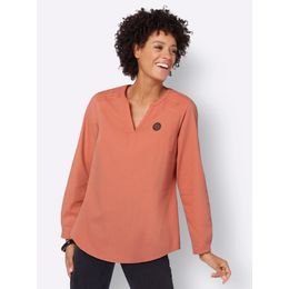 Longbluse Casual Looks Gr. 44, orange (papaya), Damen, 100% Baumwolle, unifarben, Blusen