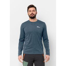 Rundhalspullover Jack Wolfskin "SKY THERMAL L/S M" Gr. L (52), blau (midnight, sky) Herren Pullover